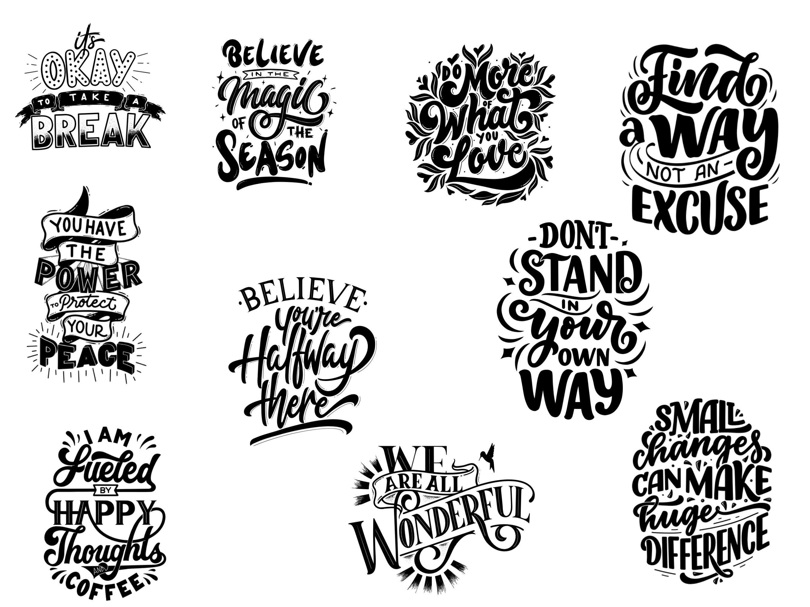 Inspirational Quote Bundle SVG and Png Digital Files - Etsy