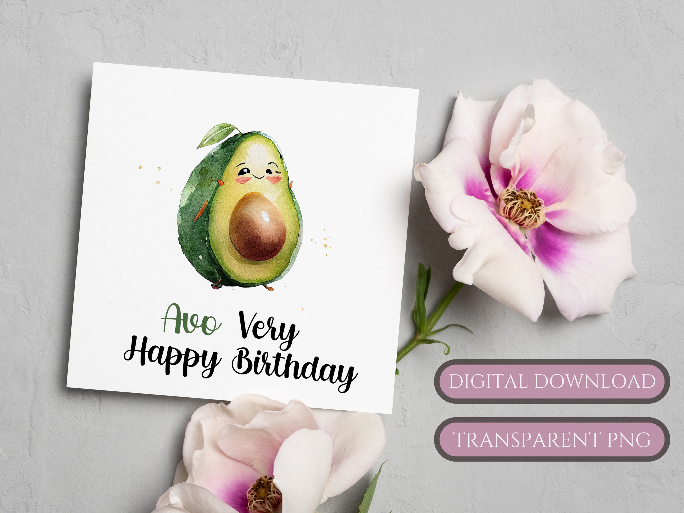 Cute Avocado Printable Birthday Card, Instant Download, 6x6 Square DIY ...