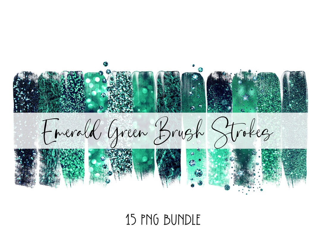 Emerald Green Brush Stroke PNG Elements, Glitter Brush Strokes ...
