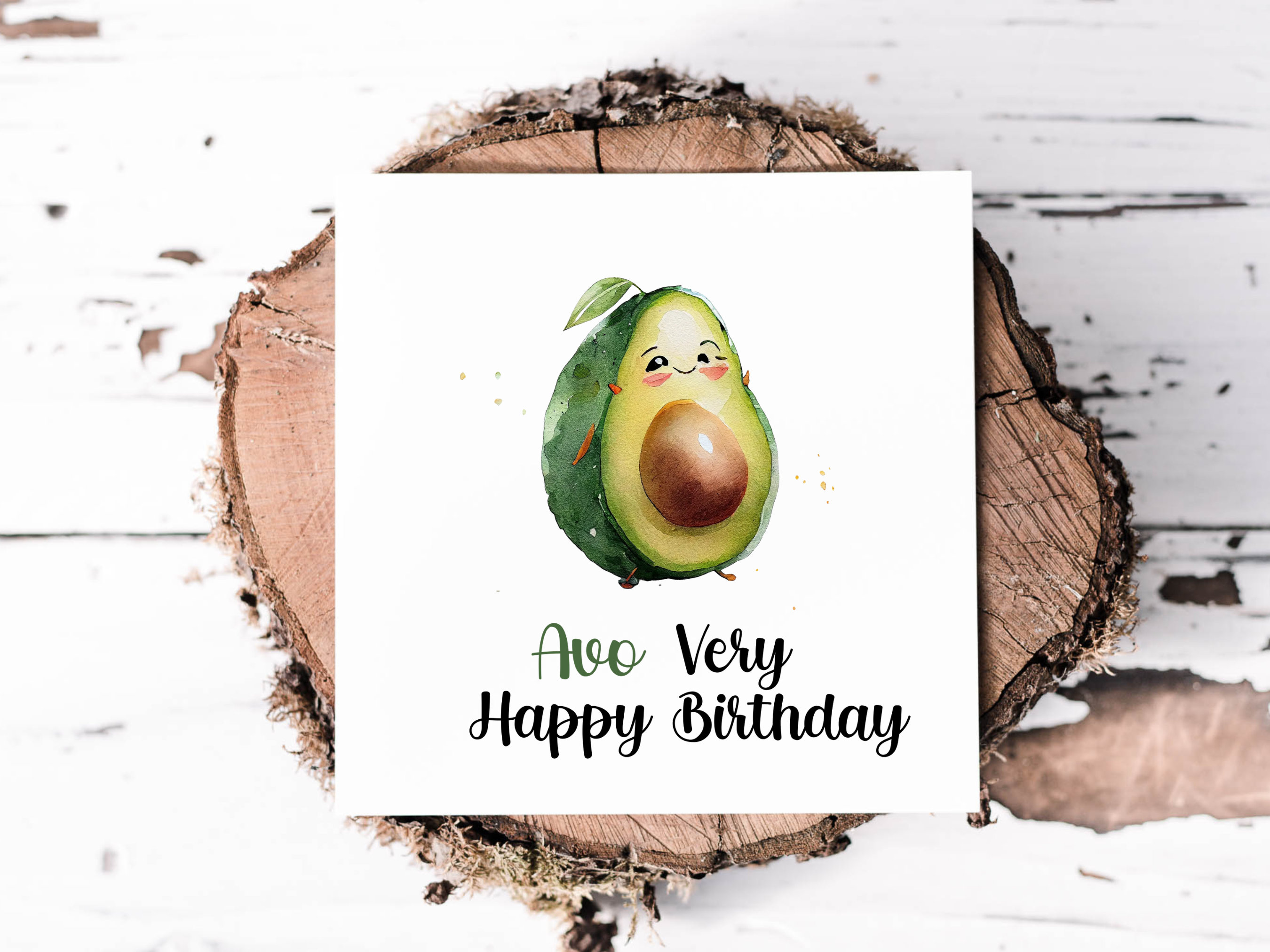 Cute Avocado Printable Birthday Card, Instant Download, 6x6 Square DIY ...