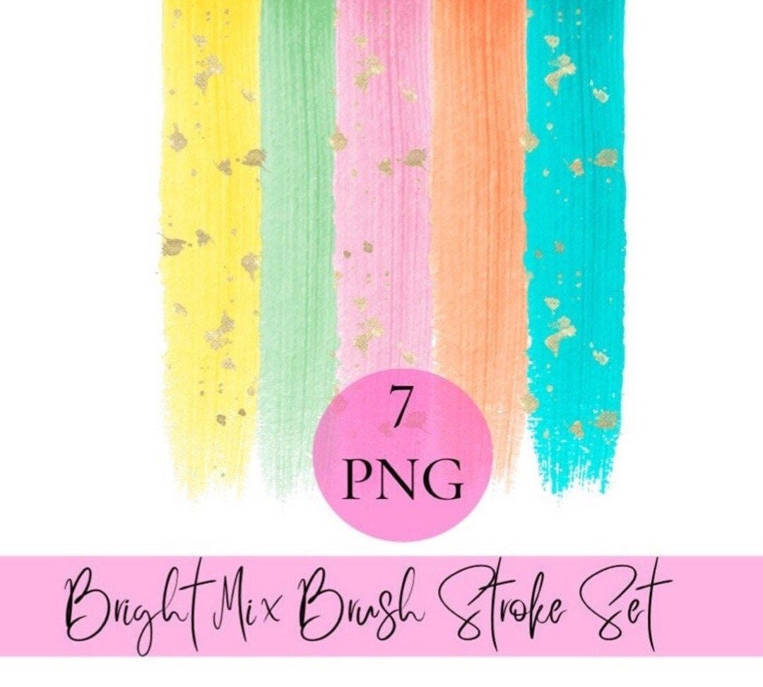 Paint Brush Stroke PNG Clipart Bright Colours Gold Flecks - Etsy UK