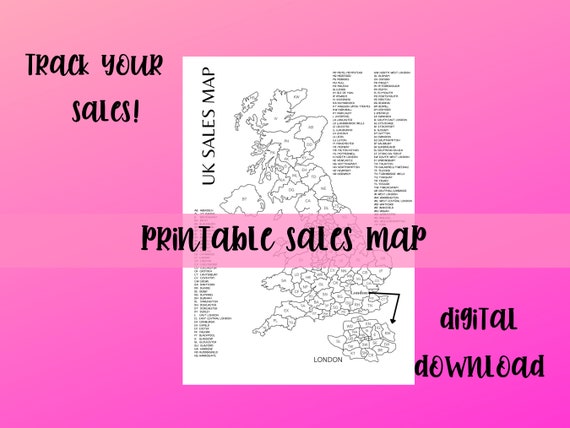 Printable UK Sales Tracker Colour in Map UK Postcode PDF Map - Etsy UK