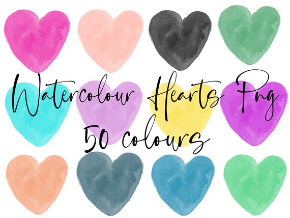 Watercolour Hearts Png Bundle Heart Sublimation Clipart - Etsy