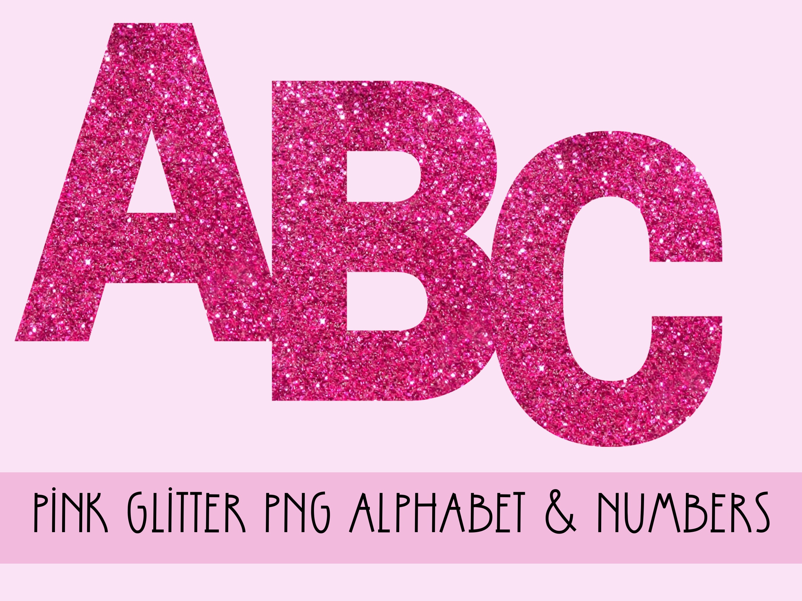 Pink Glitter Alphabet PNG, Letters and Numbers PNG, Digital Sublimation ...
