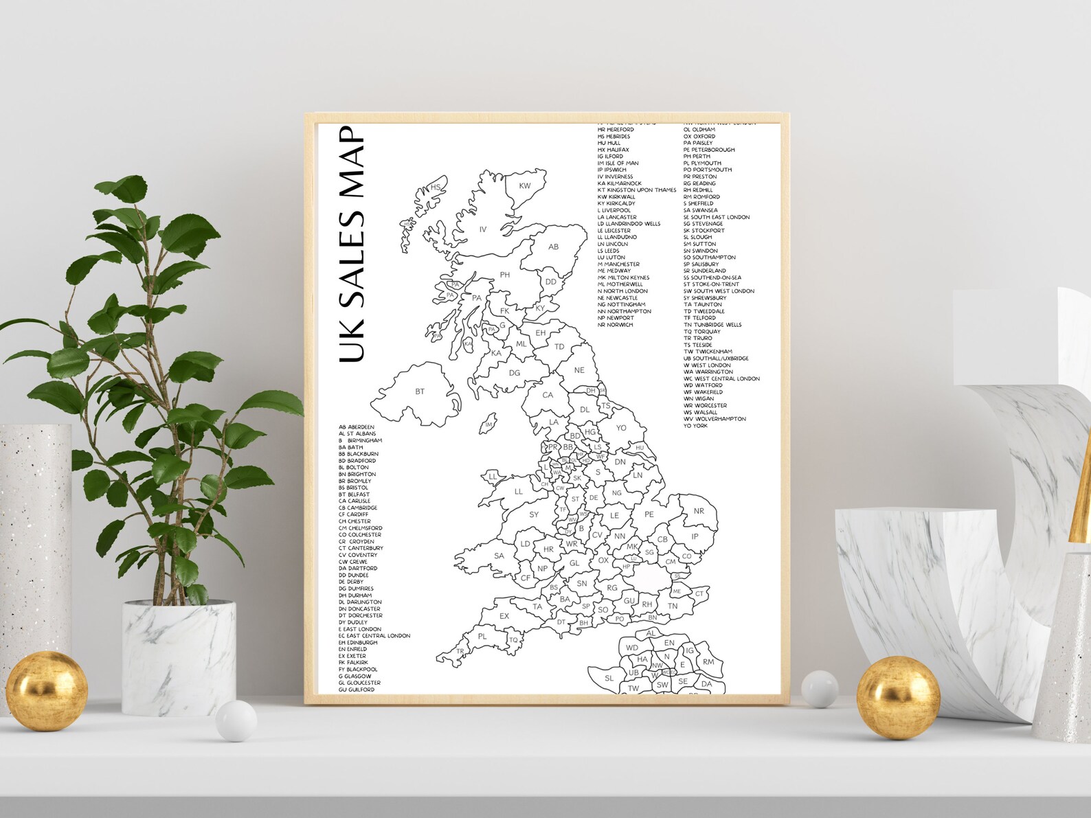 Printable UK Sales Tracker Colour in Map, UK Postcode PDF Map, Small ...