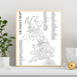 Printable UK Sales Tracker Colour in Map, UK Postcode PDF Map, Small ...