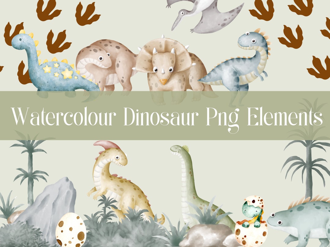 Watercolour Dinosaur 16 Png Bundle, Dinosaur Digital Clipart, Dinosaur ...