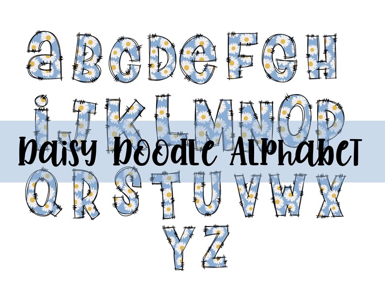 Daisy Doodle Alphabet PNG Hand Drawn Alphabet Daisy Flower - Etsy UK