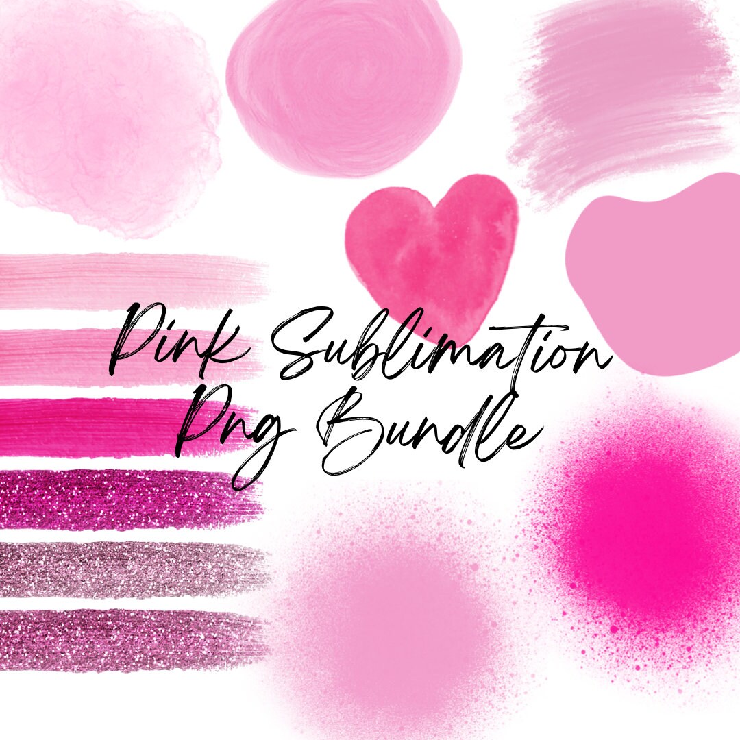 Pink Brush Stroke Clipart PNG Sublimation Bundle, Mixed Digital ...