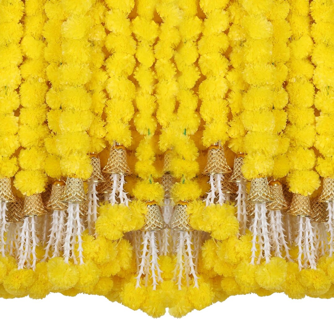MTTCRAFT Indian 5 PC 5 Feet Long Strands Artificial Marigold Flowers ...
