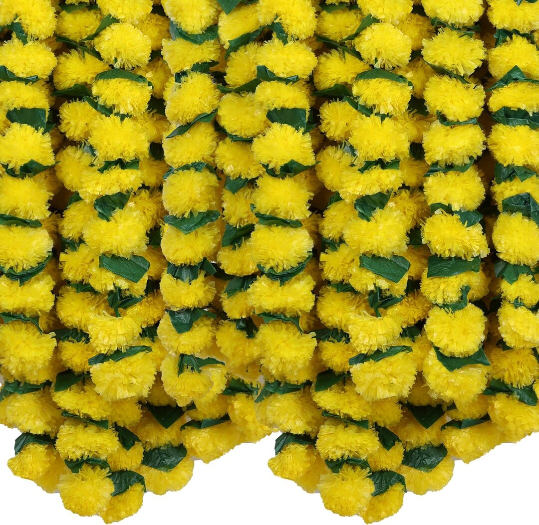 Indian 5 PC 5 Feet Long Strands Artificial Marigold Flowers With ...