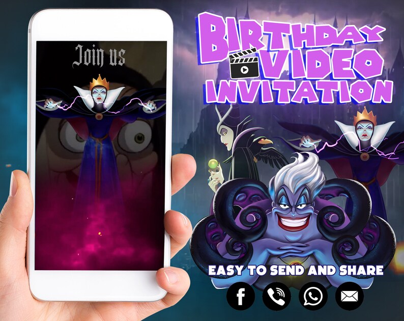 Witches Video Invitation | Disney Villains Video Invitation | Halloween Digital Animated Video ...