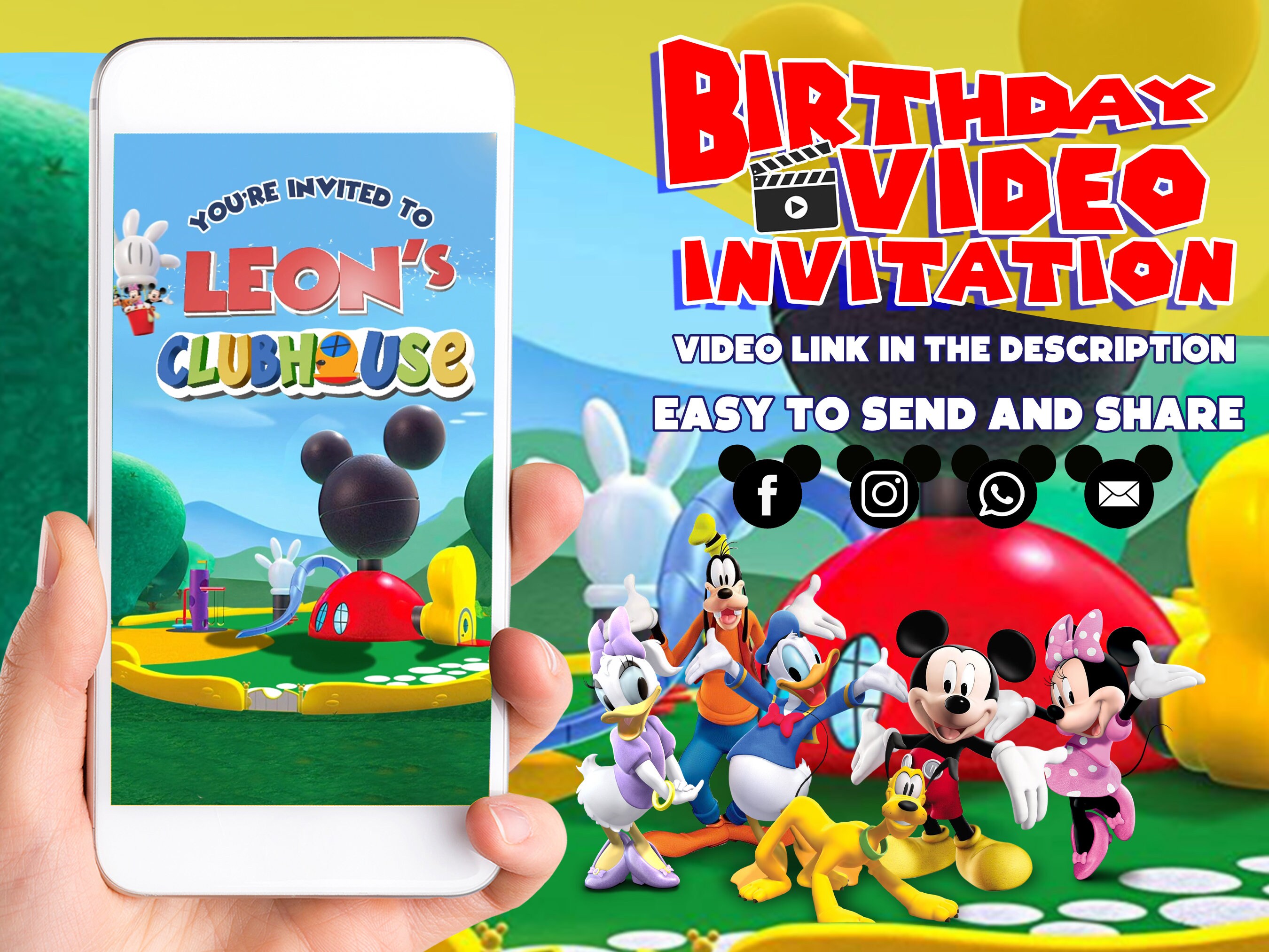 Mickey Mouse Birthday Video Invitation // Mickey Family Kids Invite ...