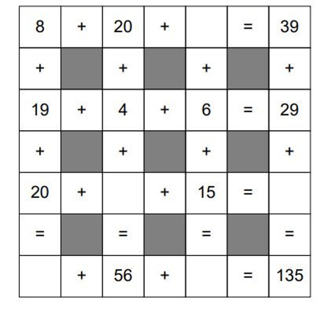 Math Puzzle Addition Level Difficult - Etsy