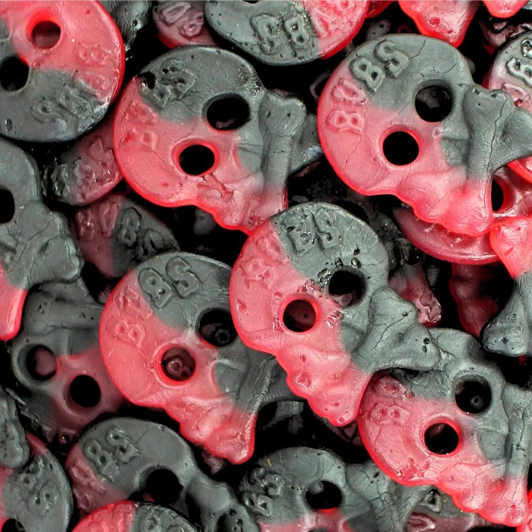 BUBS Raspberry Licorice Skull A Bold Combination of Tangy Raspberry and ...
