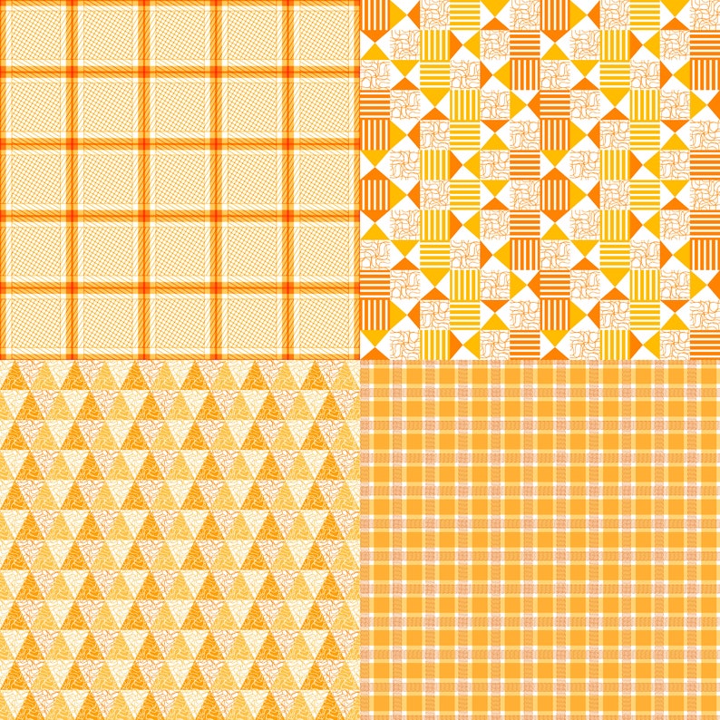 Orange and Blue GEOMETRIC SHAPES, Seamless Pattern, Digital Papers Pack ...