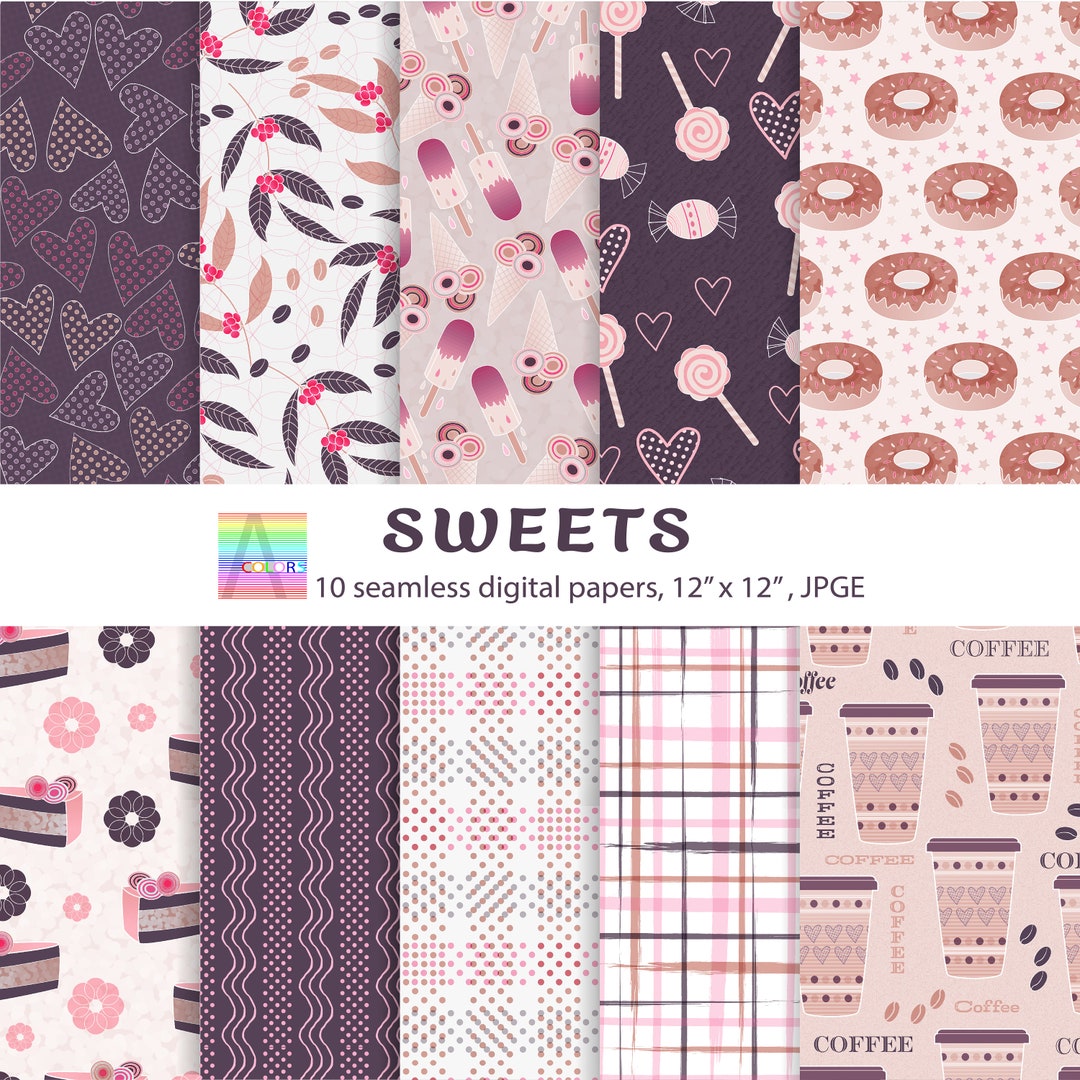 SWEETS, Patisserie, Digital Papers,digital Papers Pack,decoupage Papers ...