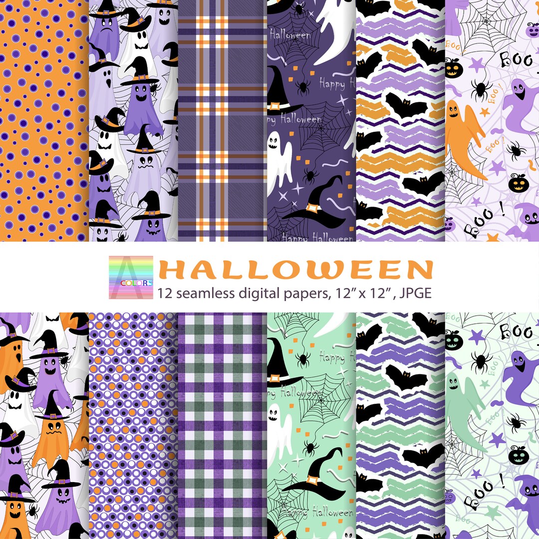 HALLOWEEN, Digital Papers,square Scrapbook Papers, Digital Backgrounds ...