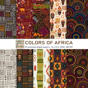 African Tribal Ethnic Seamless Pattern, Digital Papers Pack, Decoupage ...
