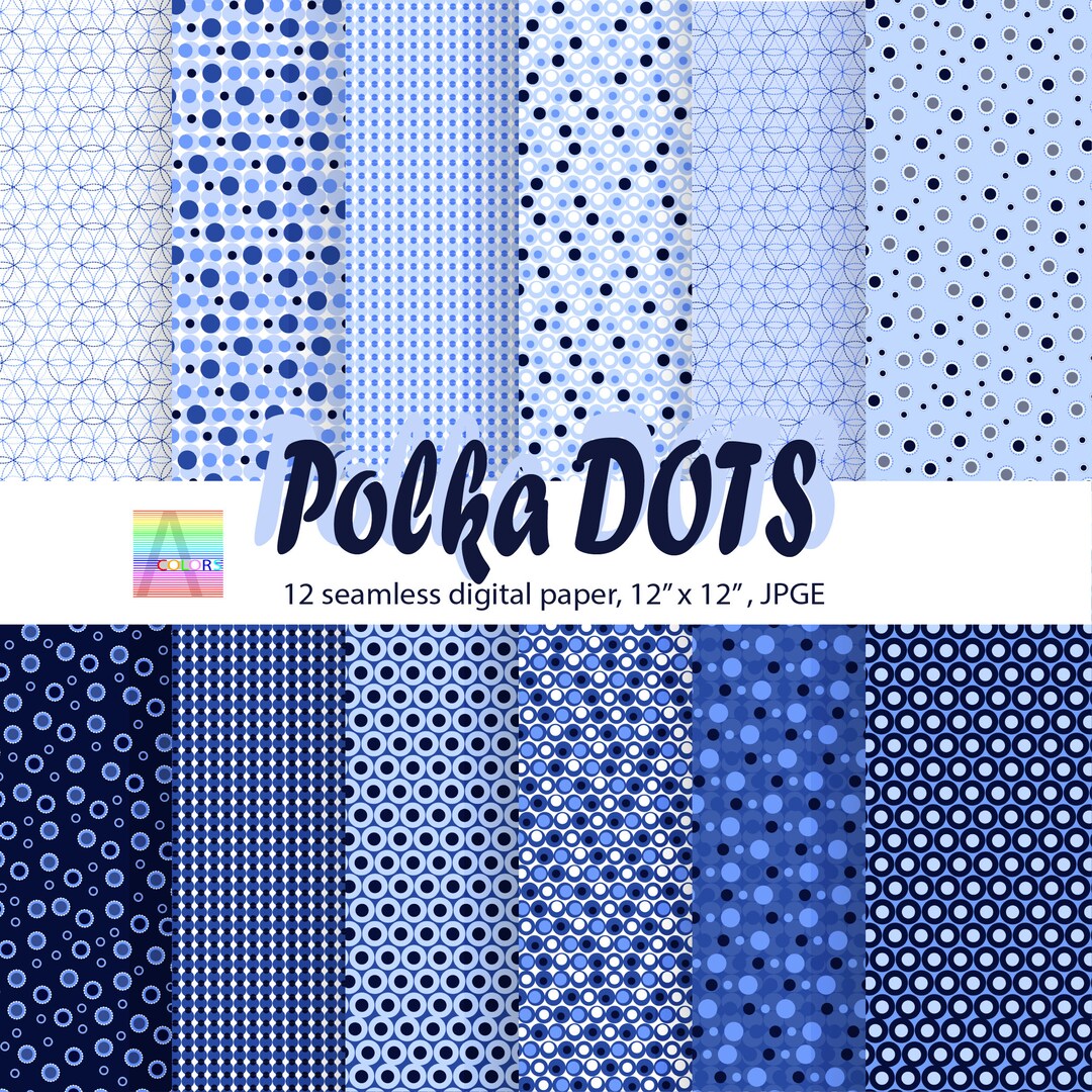 Polka Dots Seamless Pattern, Digital Papers Pack, Supplies, Decoupage ...