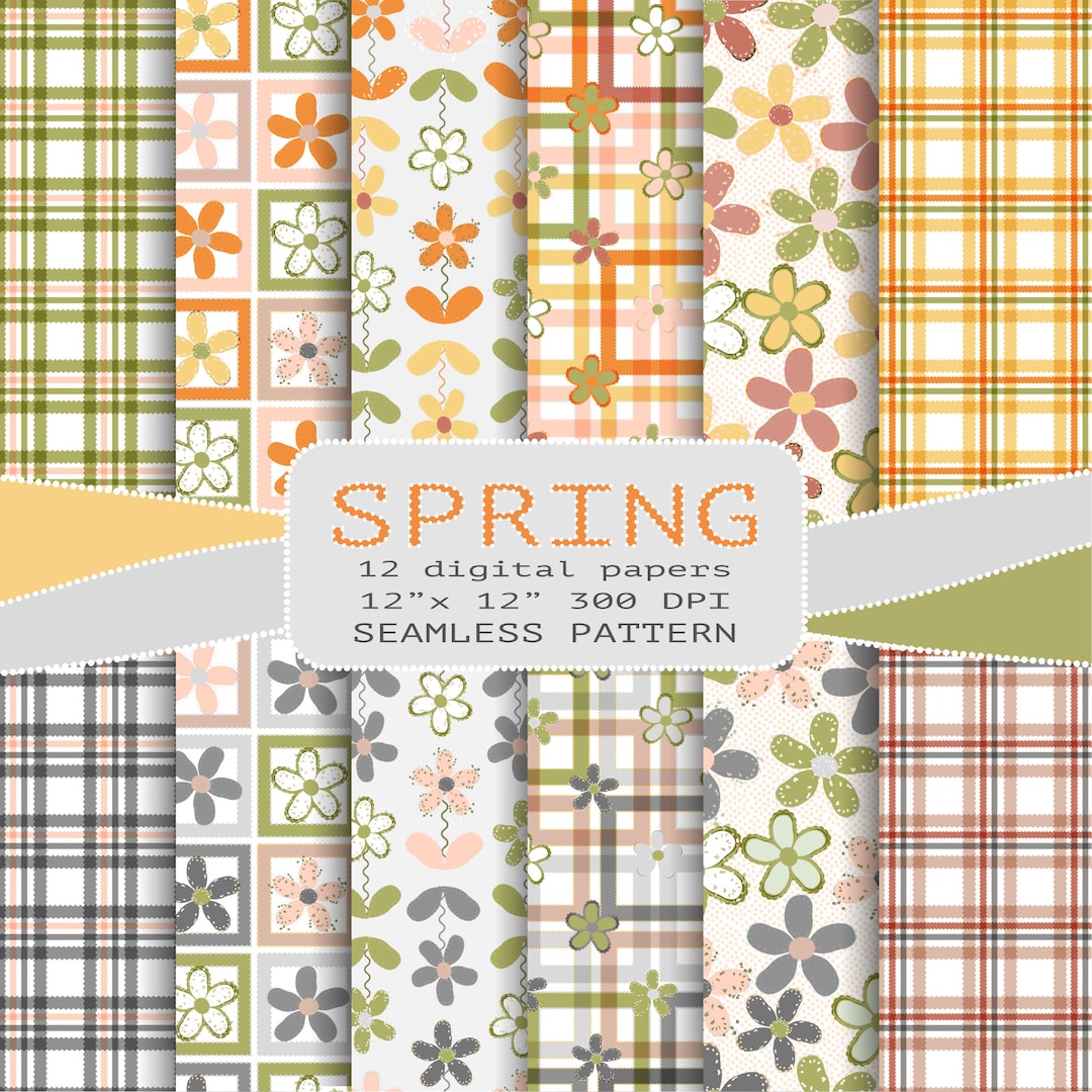 Spring Flowers Digital Paper Pack: Scrapbook & Fabric Patterns (12" X ...
