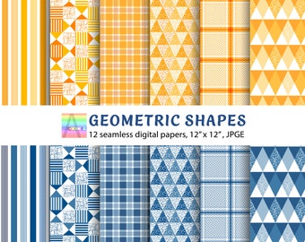 Black and White Geometric, Seamless Pattern, Digital Papers Pack ...