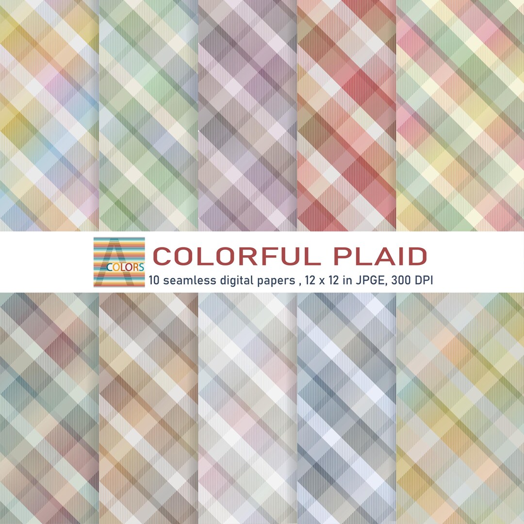 Colorful Plaid Pattern, Digital Papers , Decoupage Papers, Scrapbook ...