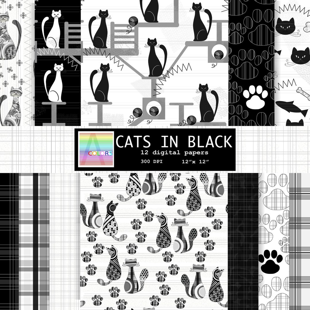 Cats, Seamless Digital Papers,digital Papers Pack, Supplies, Decoupage ...