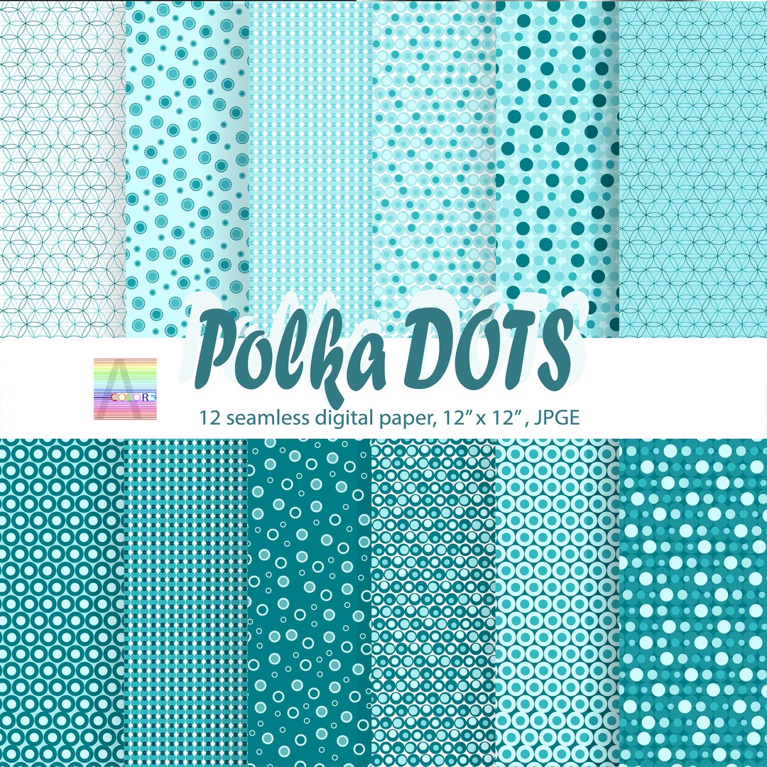 Polka Dots Seamless Pattern, Digital Papers Pack, Supplies, Decoupage ...
