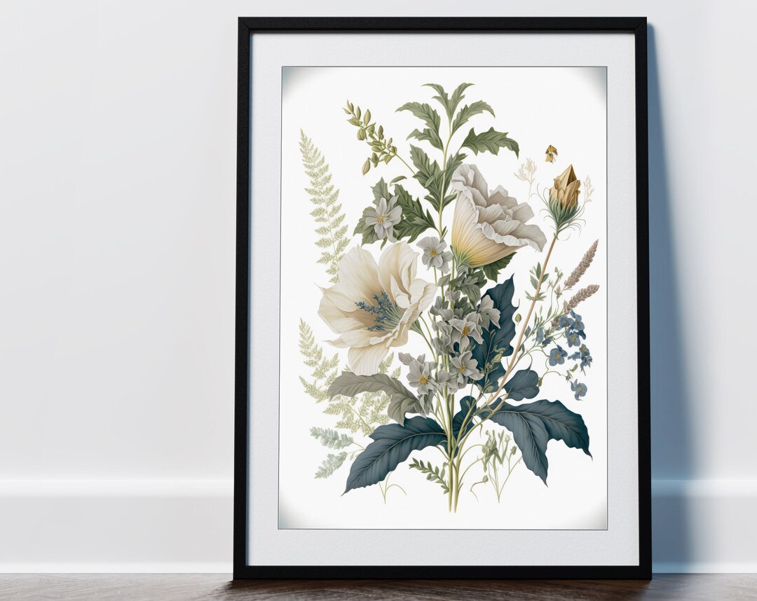 Ornate White Flower Art Print. Printable Art Instant - Etsy