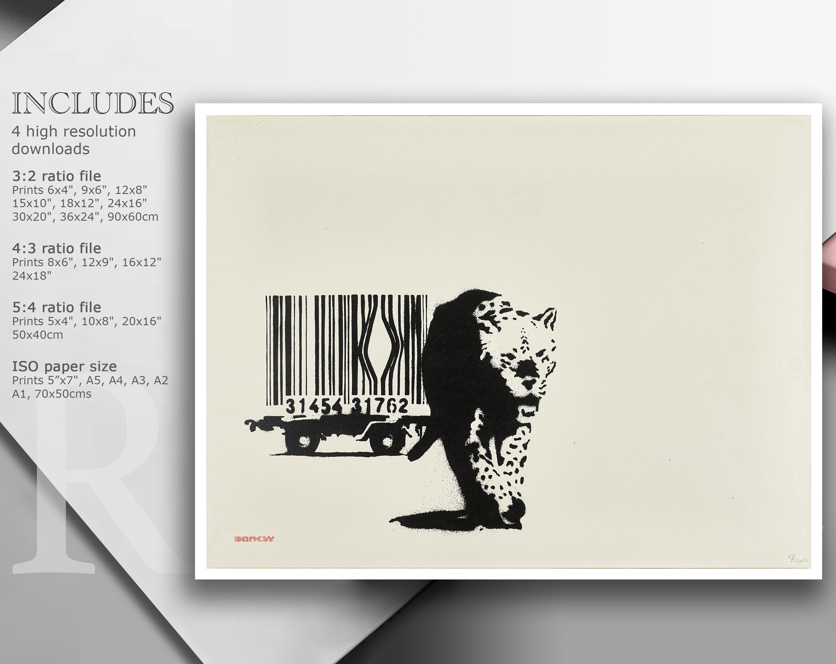 Banksy Barcode Leopard Graffiti Art Print, Printable Digital File ...