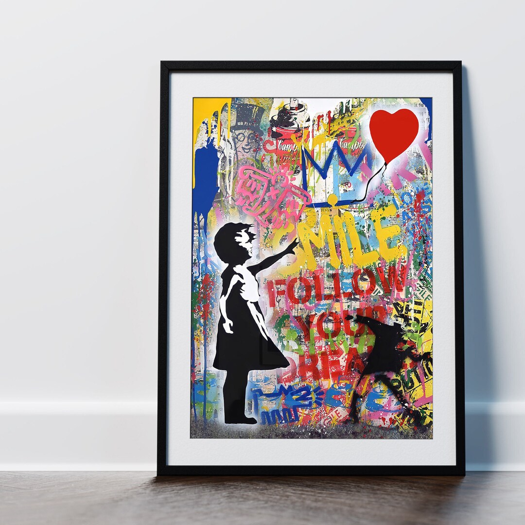Graffiti Wall Art Print of Banksy's Girl With a Balloon, Printable ...