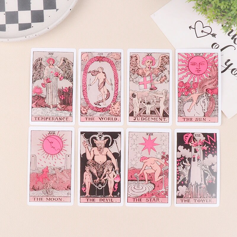 Aesthetic Tarot, Pink Tarot Deck 78 Cards, Tarot Deck for Beginners ...