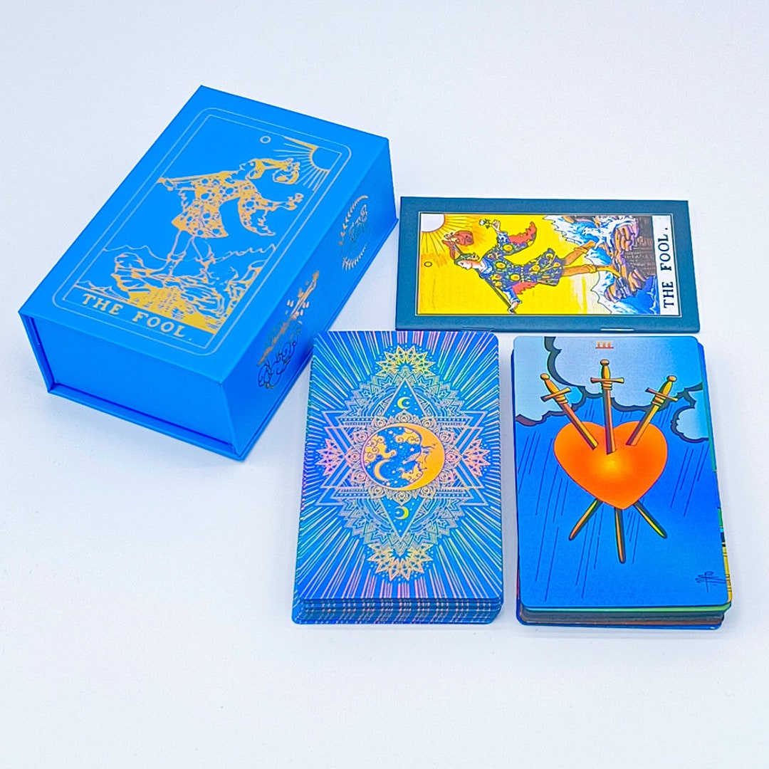 Deluxe Blue Tarot, Blue Gold Foil Tarot Deck 78 Cards, Tarot Deck for ...