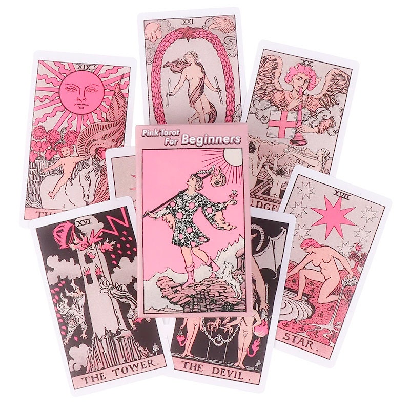 Aesthetic Tarot, Pink Tarot Deck 78 Cards, Tarot Deck for Beginners ...