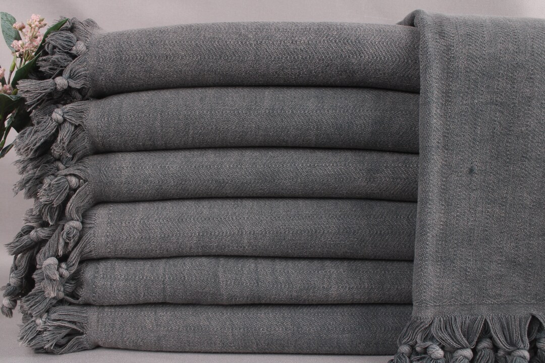 Turkish Throw Blanket, Couch Throw, Gray Blanket, Chevron Stonewashed ...