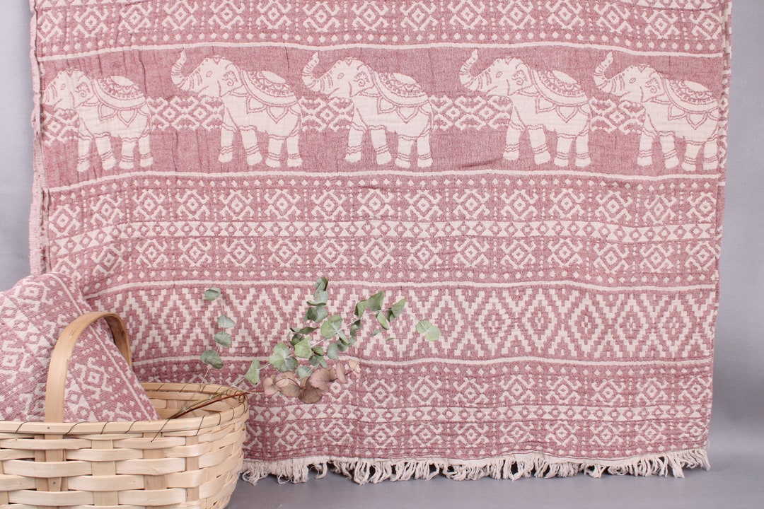 Picnic Blanket Turkish Throw Blanket Red Bedspread Elephant - Etsy