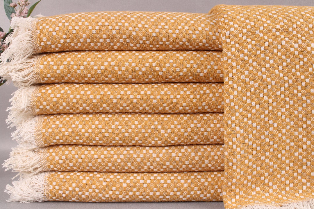 Turkish Bedspread, Turkish Throw Blanket, Mustard Throw, Herringbone ...