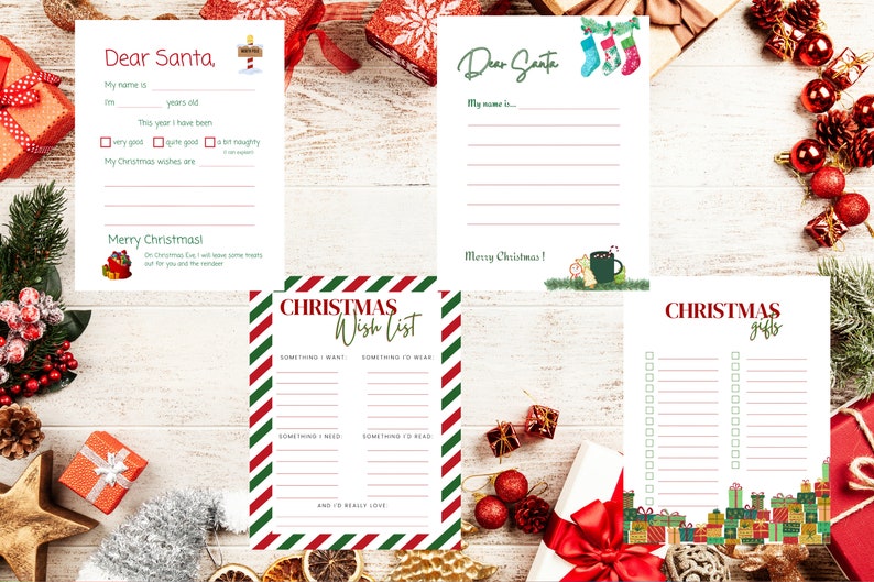 Letter to Santa Set of 4 Kids Christmas Wish List Dear Santa - Etsy
