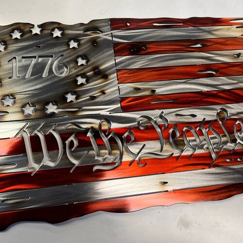 24 Inch Rustic American Flag Metal Sign - Etsy