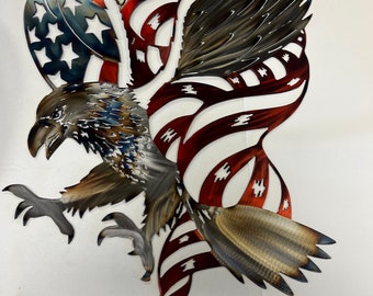 Custom Outdoor Eagle Monogram Metal Wall Art Decor Custom Name Sign ...