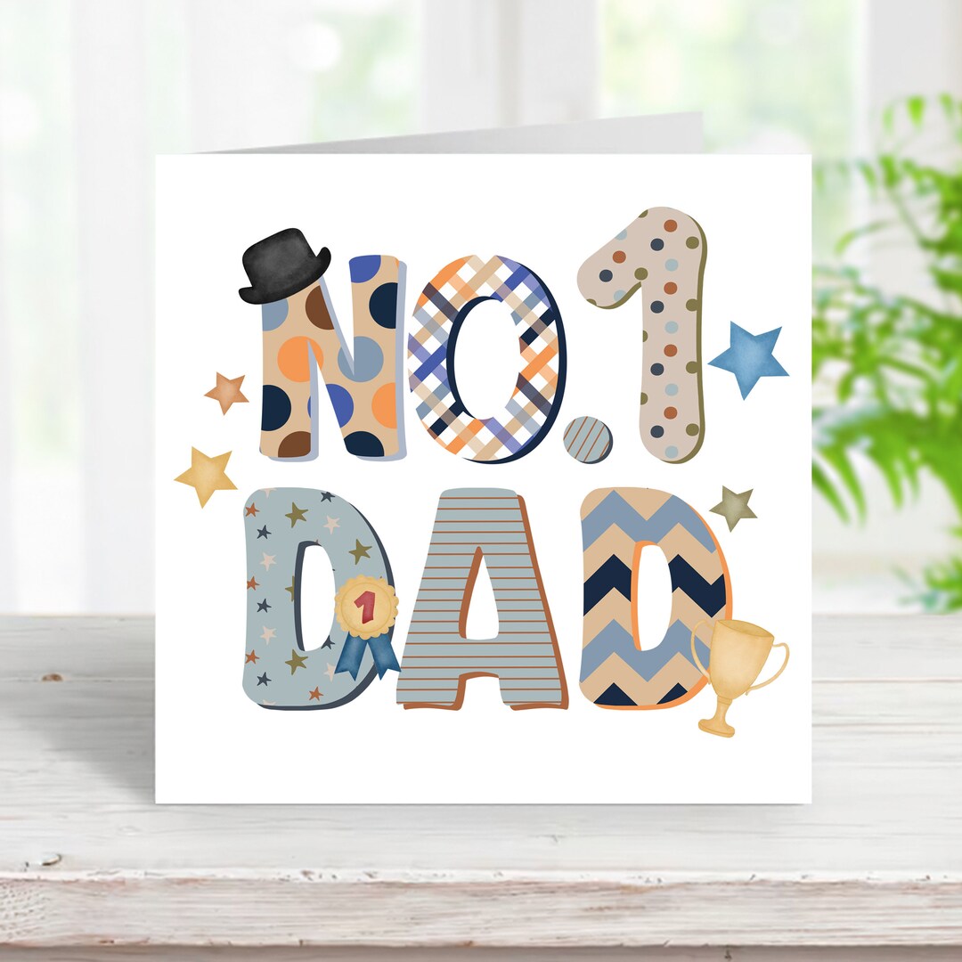 Father's Day Card for DAD No.1 Dad Number 1 From Son / Daughter Happy ...