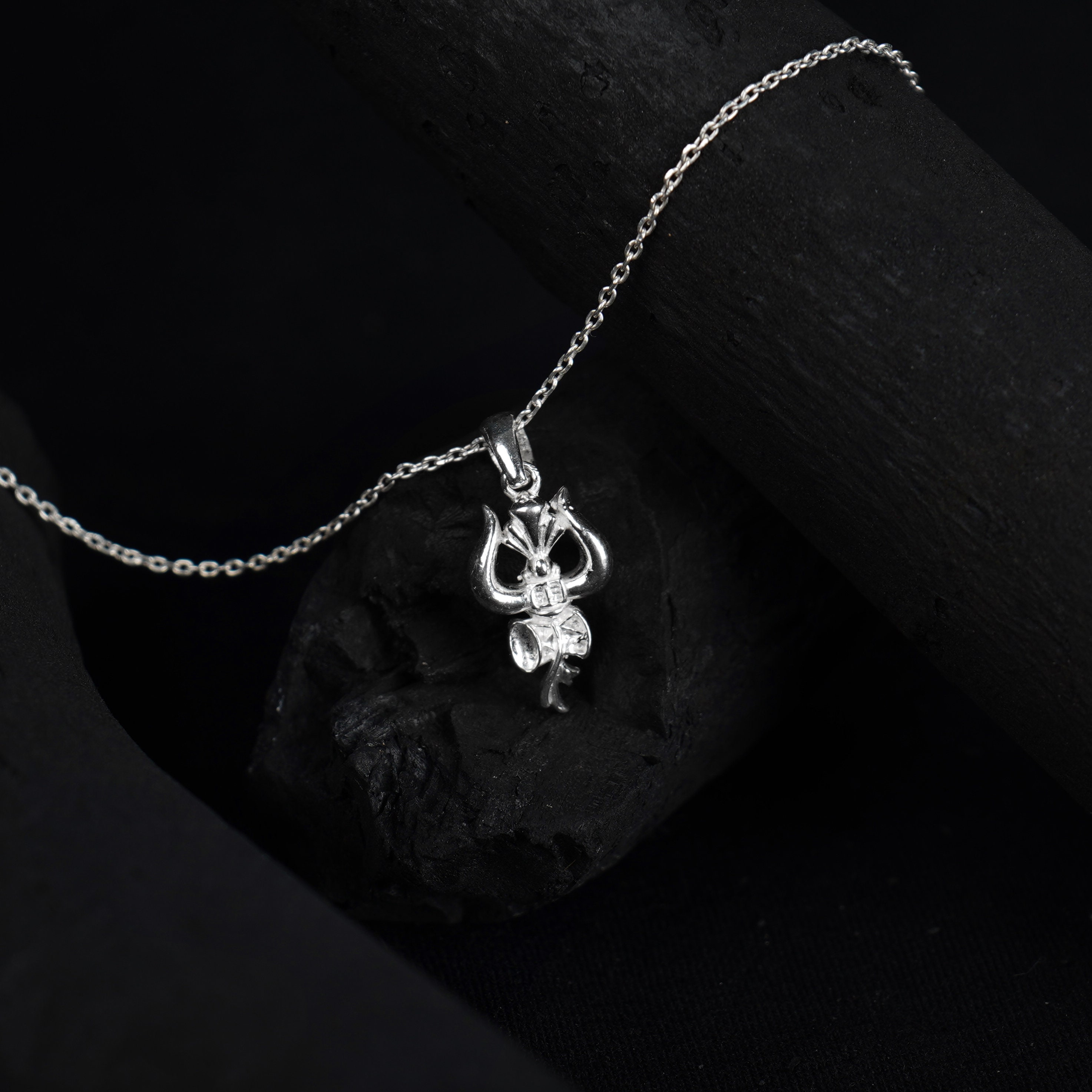 Sterling Silver Lord Shiva Trishual Damru Pendant for Men & Women With ...