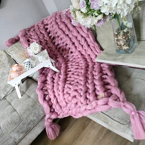 Large Chunky Knit Blanket - Etsy