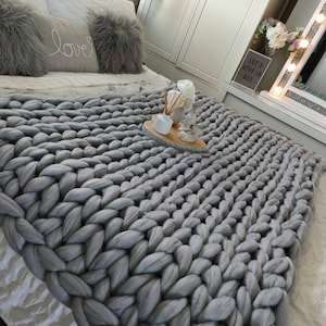 Large Chunky Knit Blanket - Etsy