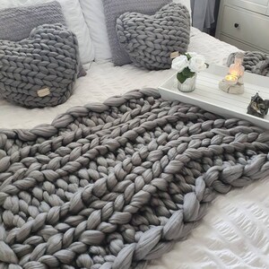 Large Chunky Knit Blanket - Etsy