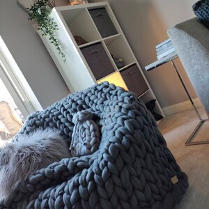 Large Chunky Knit Blanket - Etsy