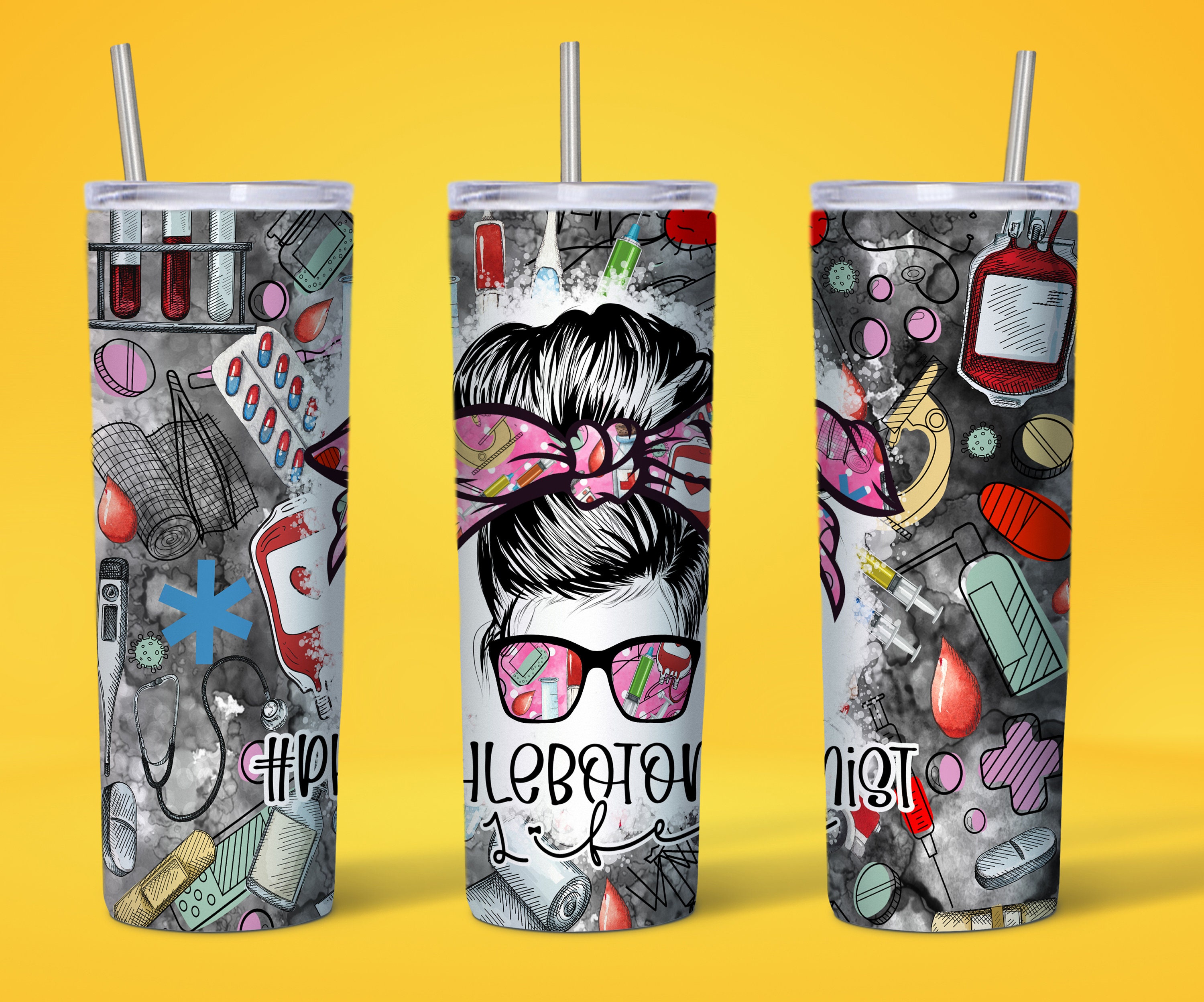 Phlebotomist 20 Oz Skinny Tumbler Sublimation Designs Wrap - Etsy