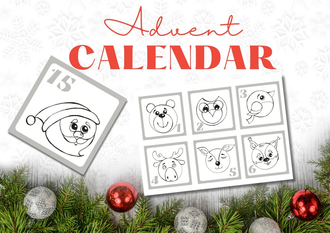 Christmas Advent Calendar A4 Printable Coloring Pages for Kids. Advent ...