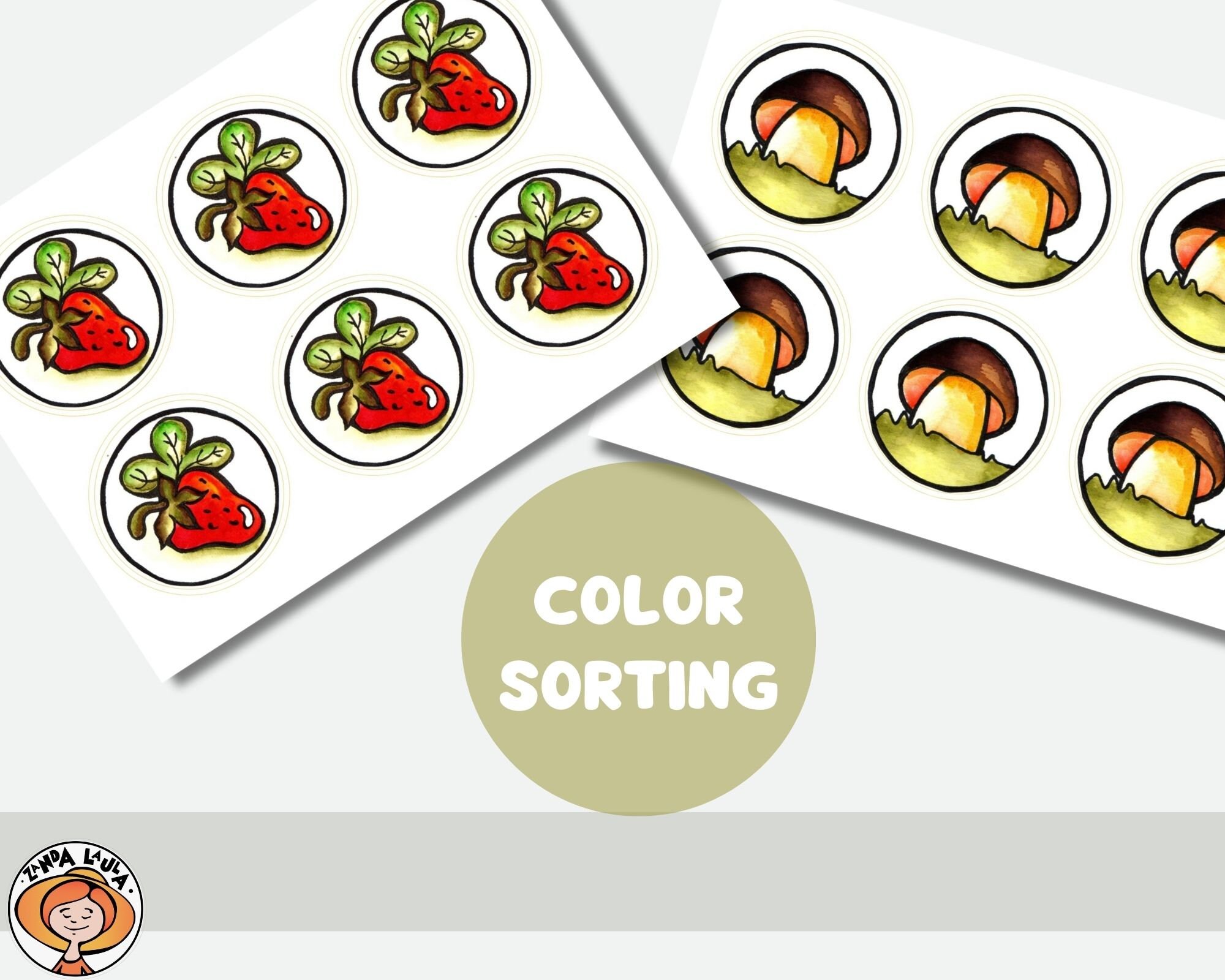 Color Sorting Printable Cards for Kids. Toddler's 10-color Recognition ...